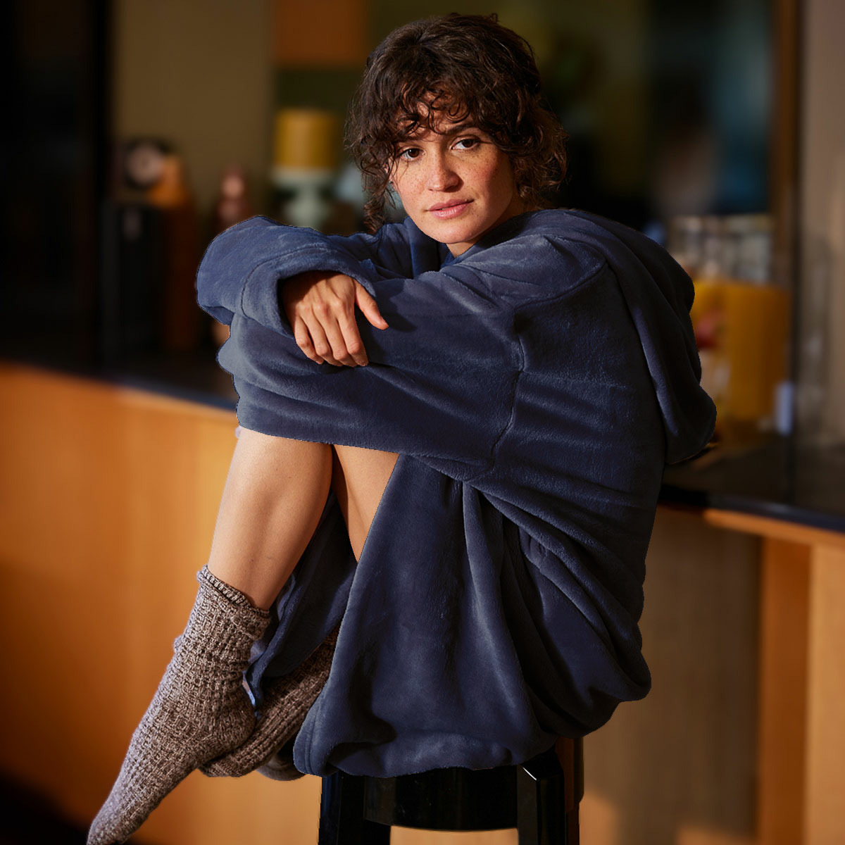 Plaidou polaire extra cocooning coloris bleu - DODO outlet Talange